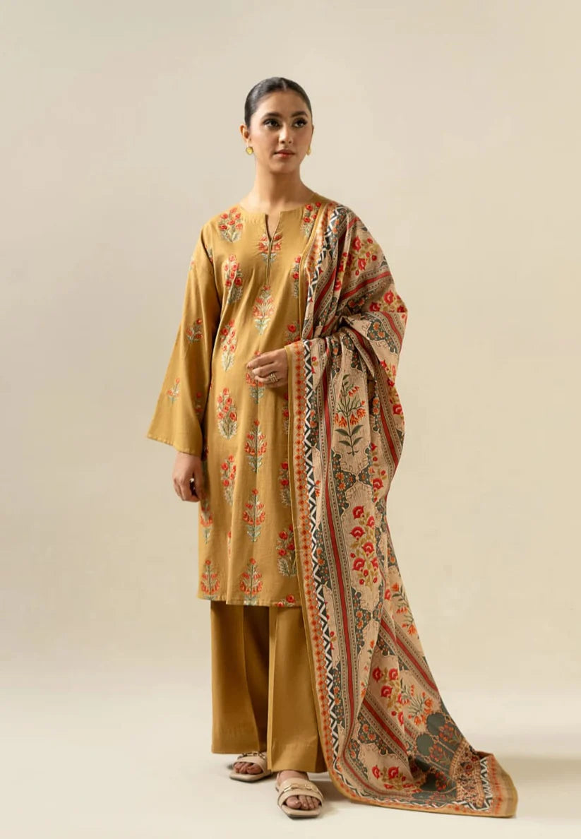 RARE 3PC Dhanak Embroidered Shirt With Dhanak Twil Print Wool Shawl ...